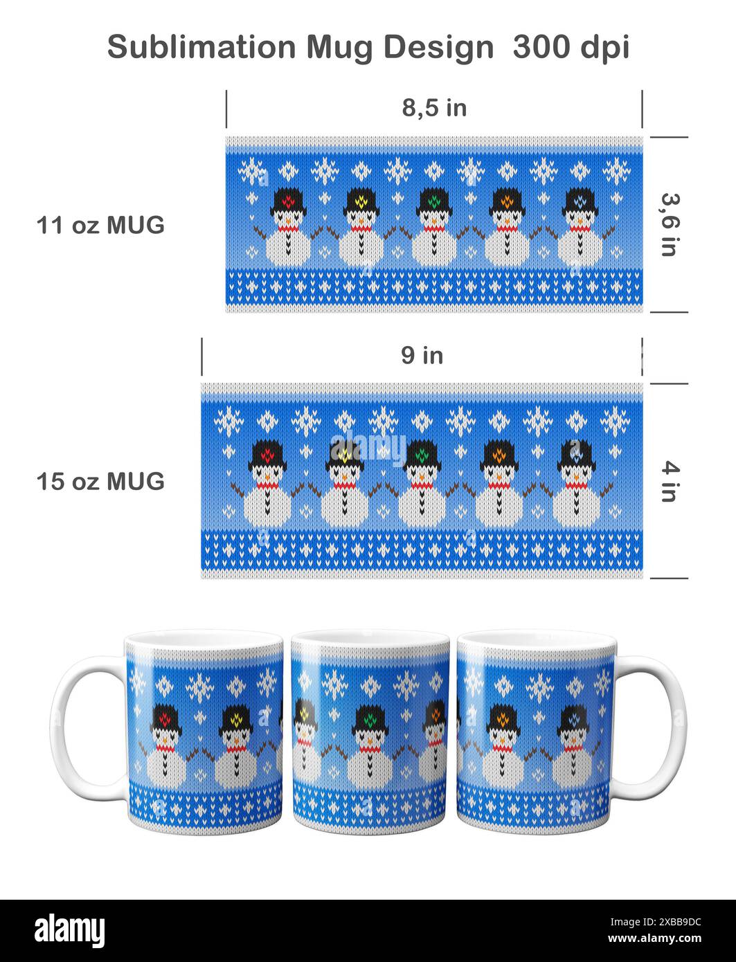 Funny Knitted Christmas Pattern Sublimation Template For 11 Oz And 15 Funny Knitted Christmas Pattern Sublimation Template For 11 Oz And 15