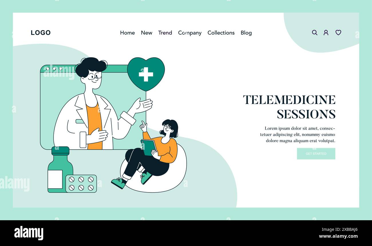 Telemedicine platform concept. Doctor and patient engage in a virtual ...