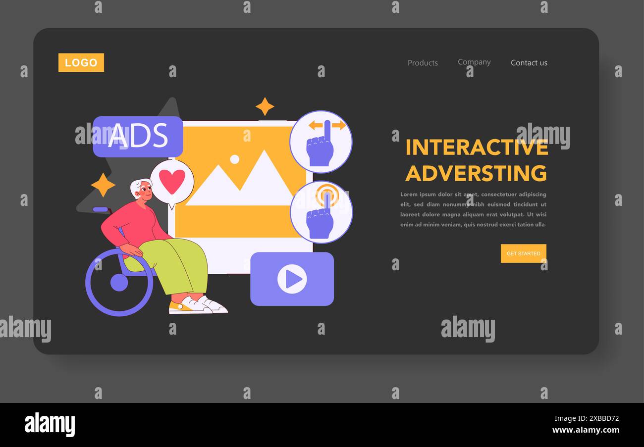 Interactive advertising concept. User engagement with online ads ...