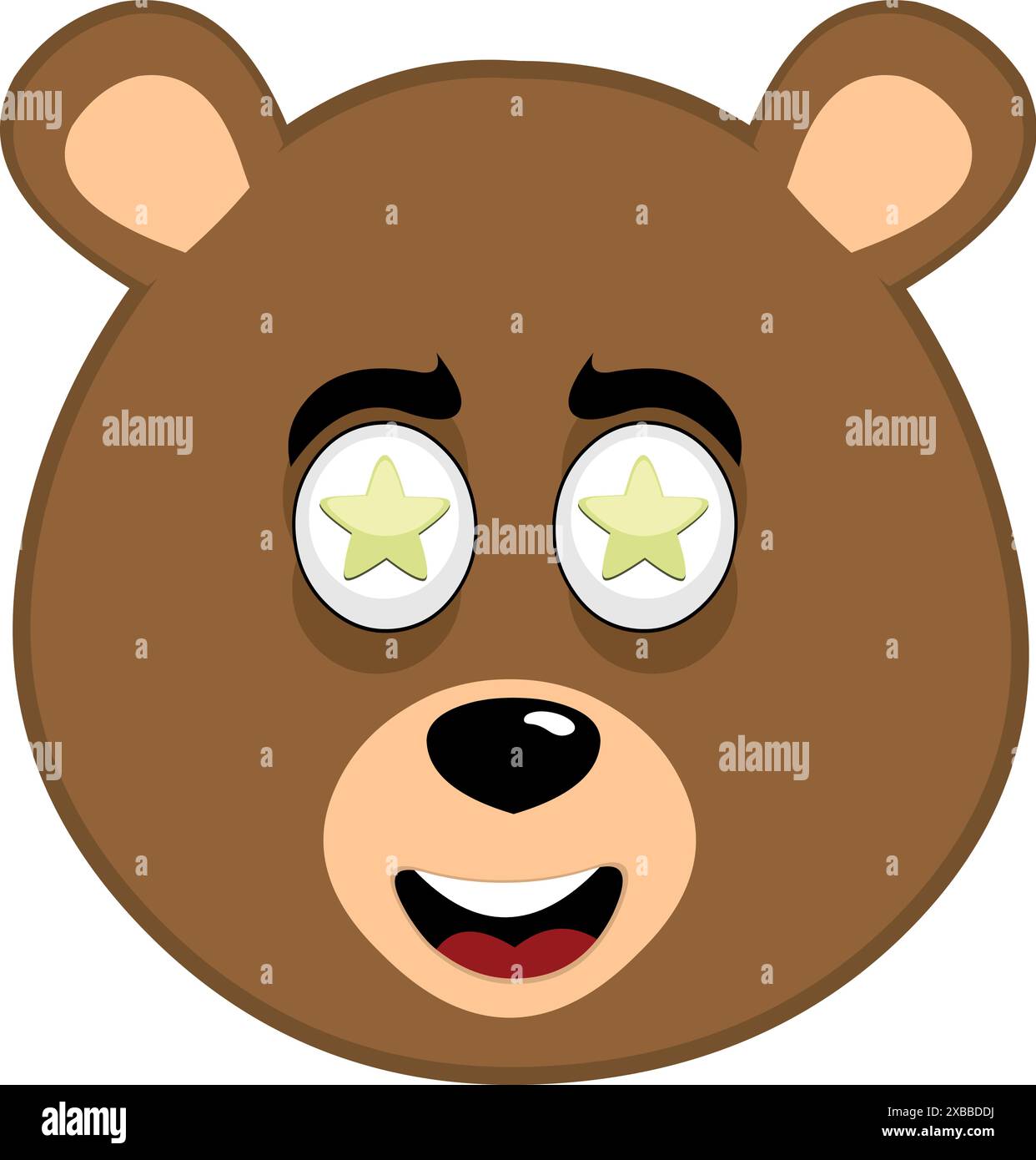 vector illustration face brown bear grizzly cartoon, marveling with ...