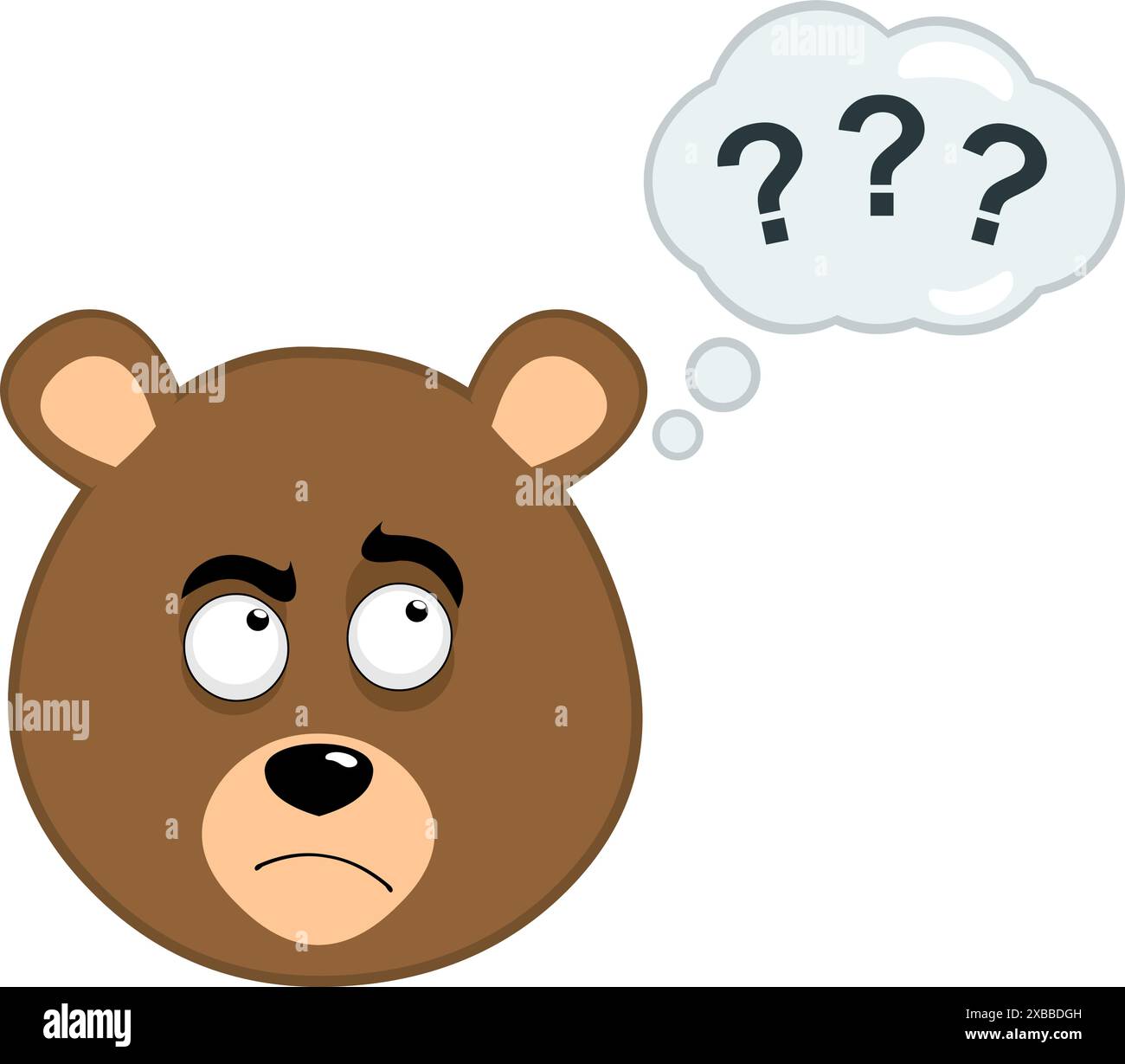 vector illustration face brown bear grizzly cartoon, with a doubtful or ...