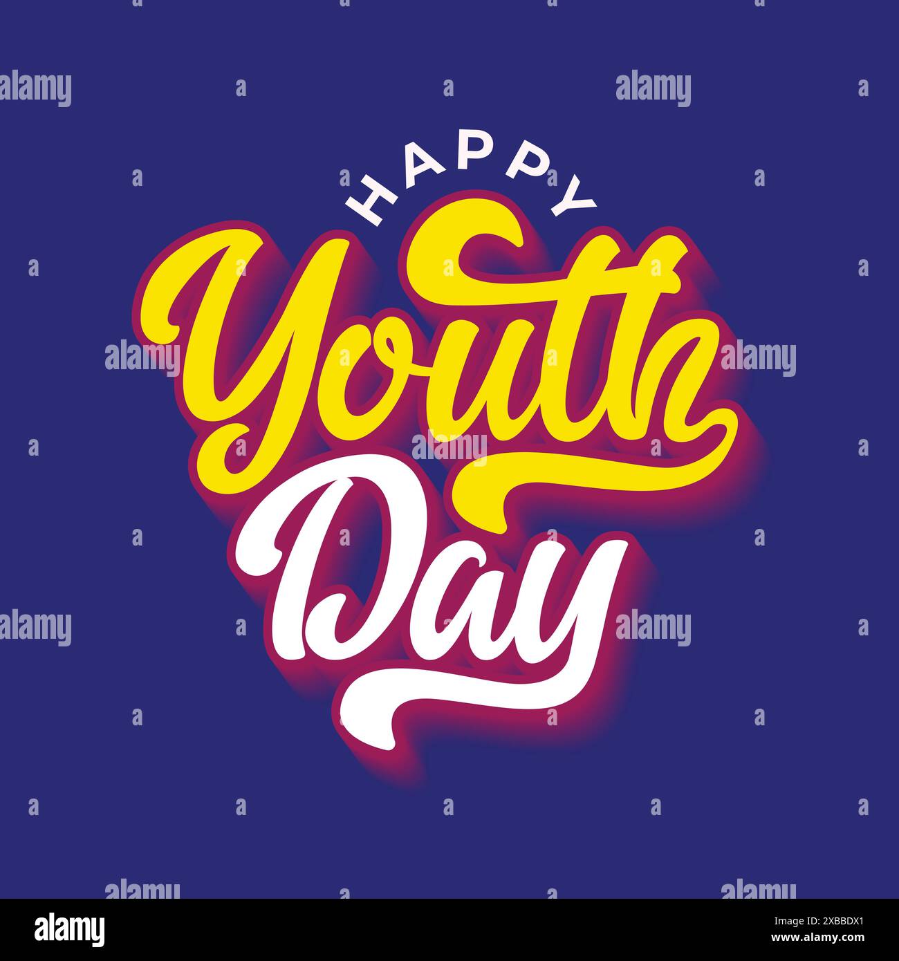 Happy Youth Day calligraphy design on blue background. Beautiful hand ...