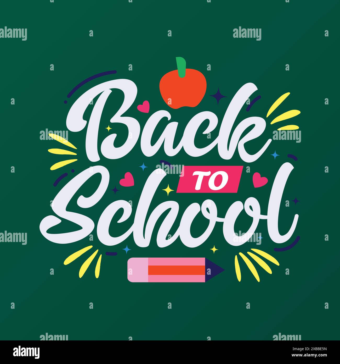 Back to school handwritten text decoration with educational elements ...