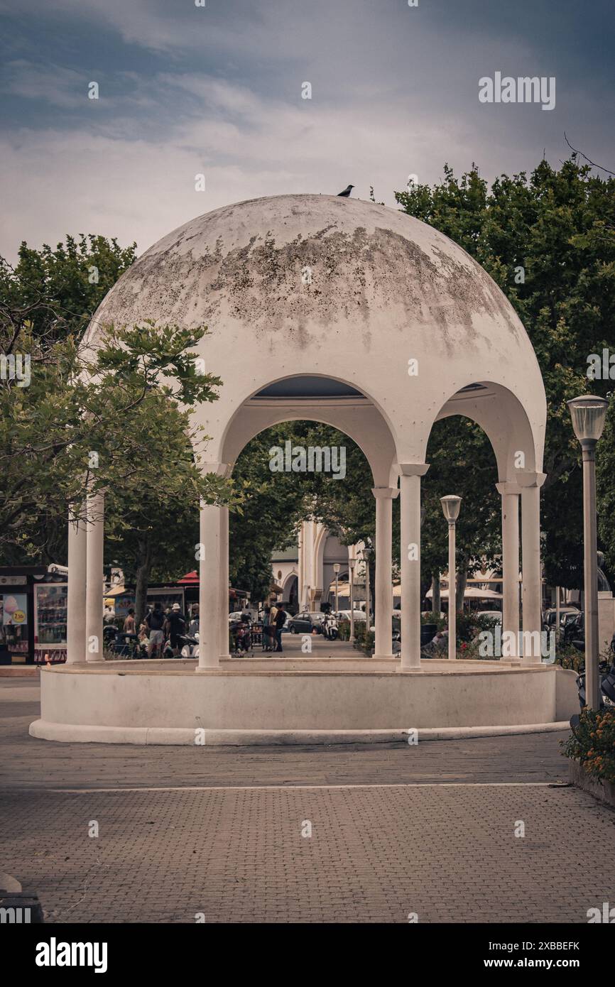 Architectural Gem: Dome-Shaped Gazebo in a Greek Town. Walk in the ...