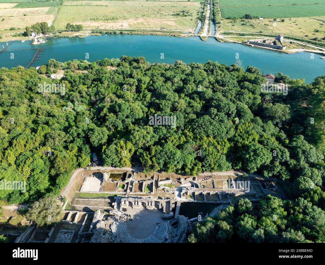 Aerial image of Butrinti national park in Sarande, Albania Stock Photo ...