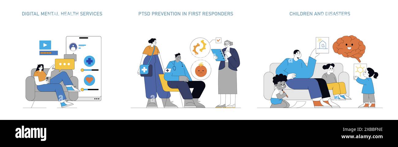 Disaster Psychology set. Coping strategies for digital mental health ...