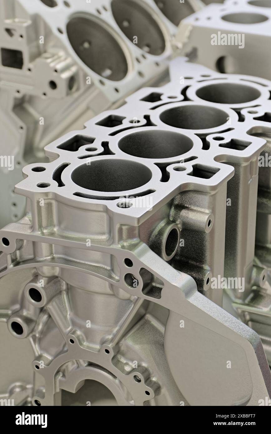 Generic internal combustion engine crankcase, close up shot, selective ...