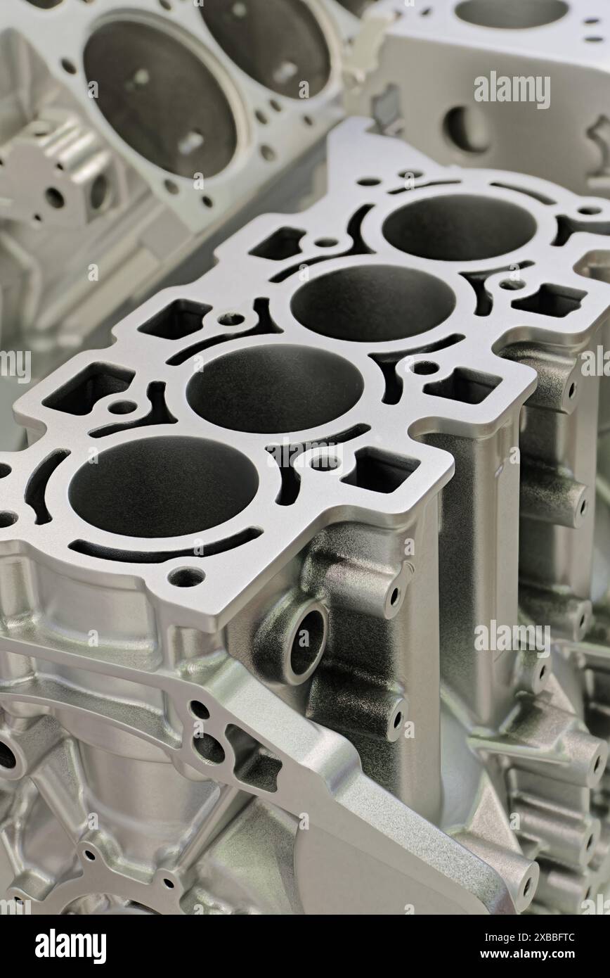 Generic internal combustion engine crankcase, close up shot, selective ...