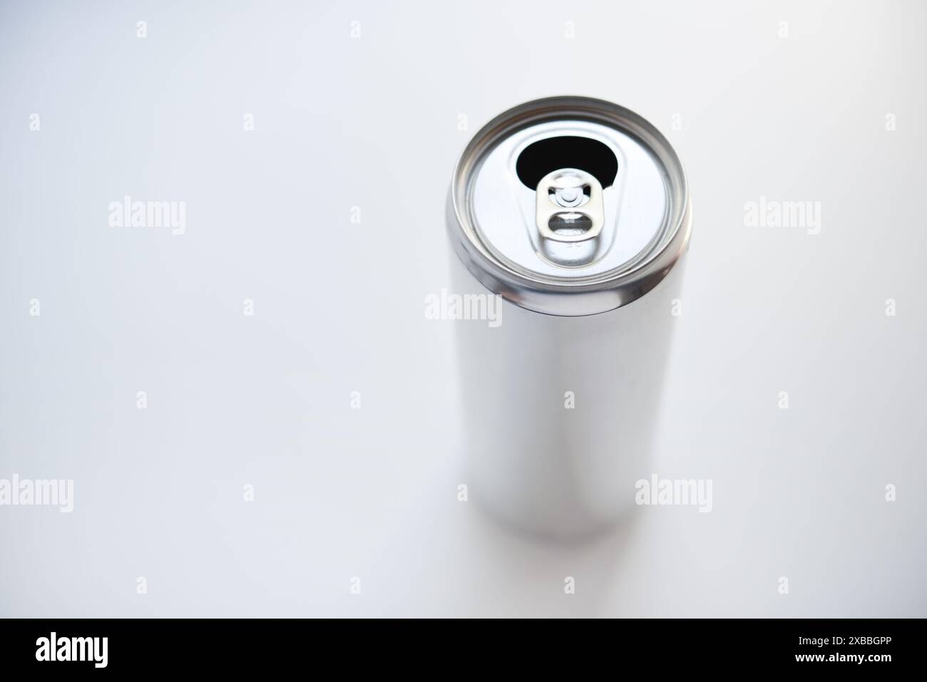 A silver tin can on a white background. A juice can. Aluminum ...