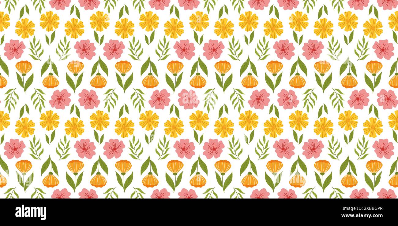 Continuous design pattern with floral elements. Botanical-inspired ...