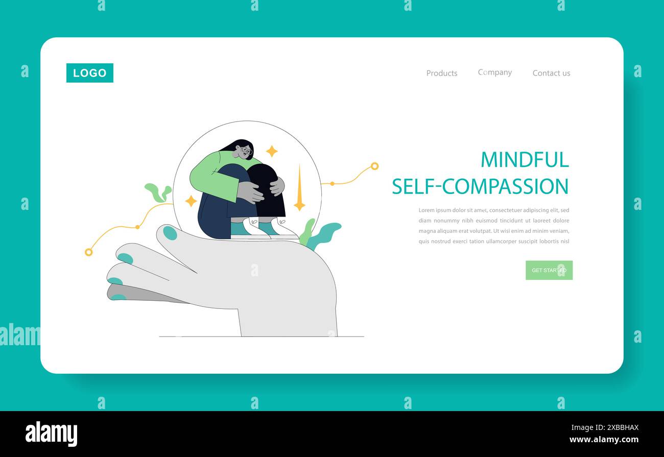 Compassion Focused Therapy concept. Illustration of self-compassion ...