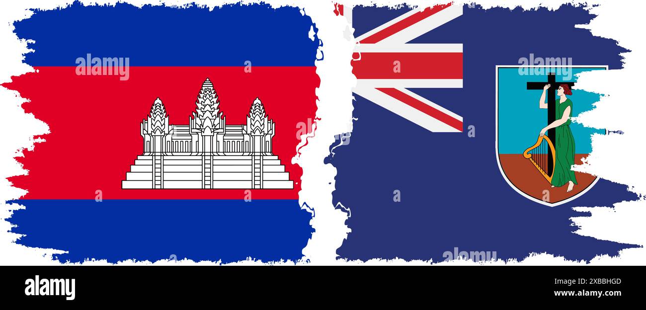 Montserrat and Cambodia grunge flags connection, vector Stock Vector ... Montserrat and Cambodia grunge flags connection, vector Stock Vector ...