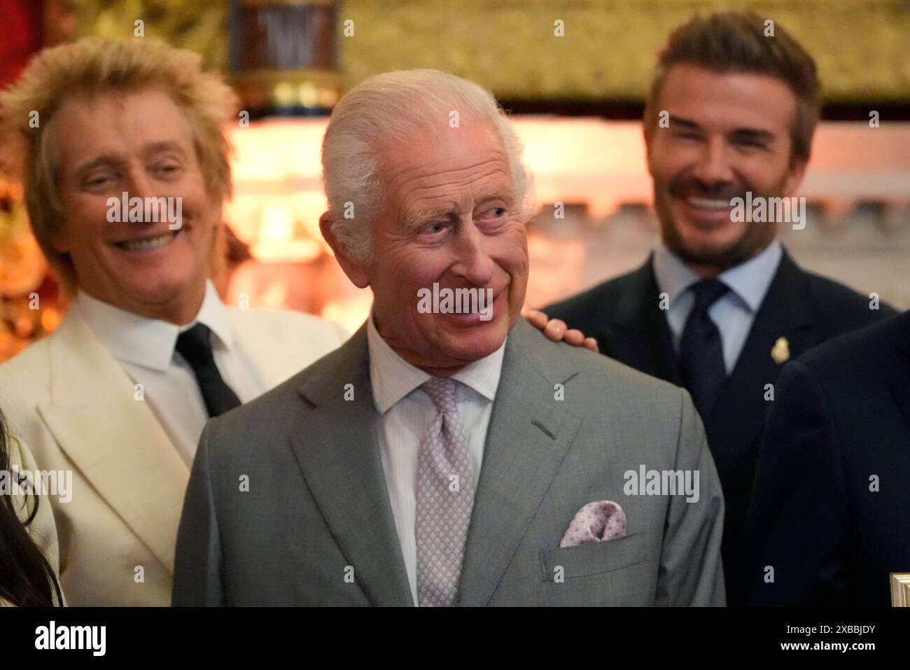 King Charles III smiles as he attends the King's Foundation charity's inaugural awards at St ...