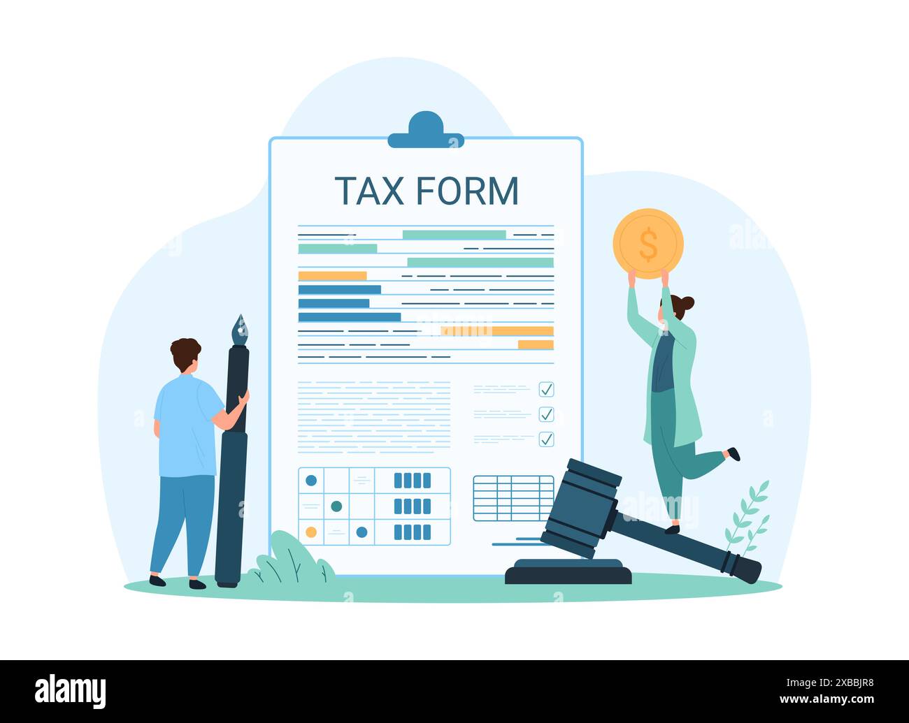 Tax form filling, research and payment, business accounting. Tiny ...