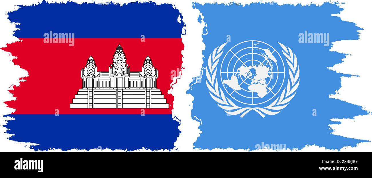 UN and Cambodia grunge flags connection, vector Stock Vector Image ...