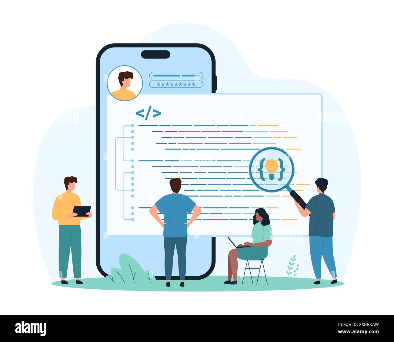Digital code analysis magnifying glass Cut Out Stock Images & Pictures - Alamy