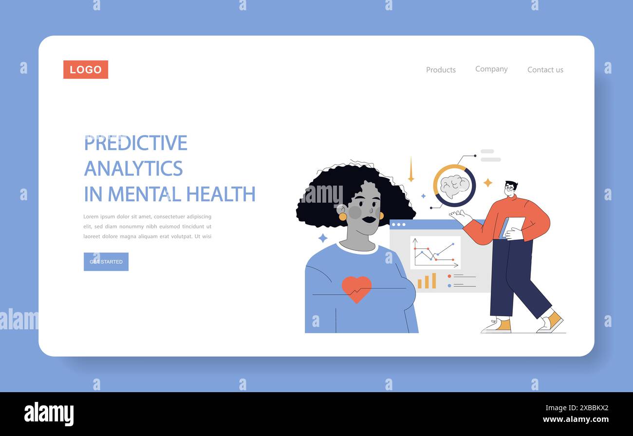 AI in Psychology concept. Integration of predictive analytics in mental health. Exploring AI's ...