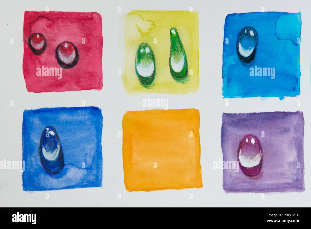 Watercolor. Multicolor background with drops. Six colors Stock Photo ...