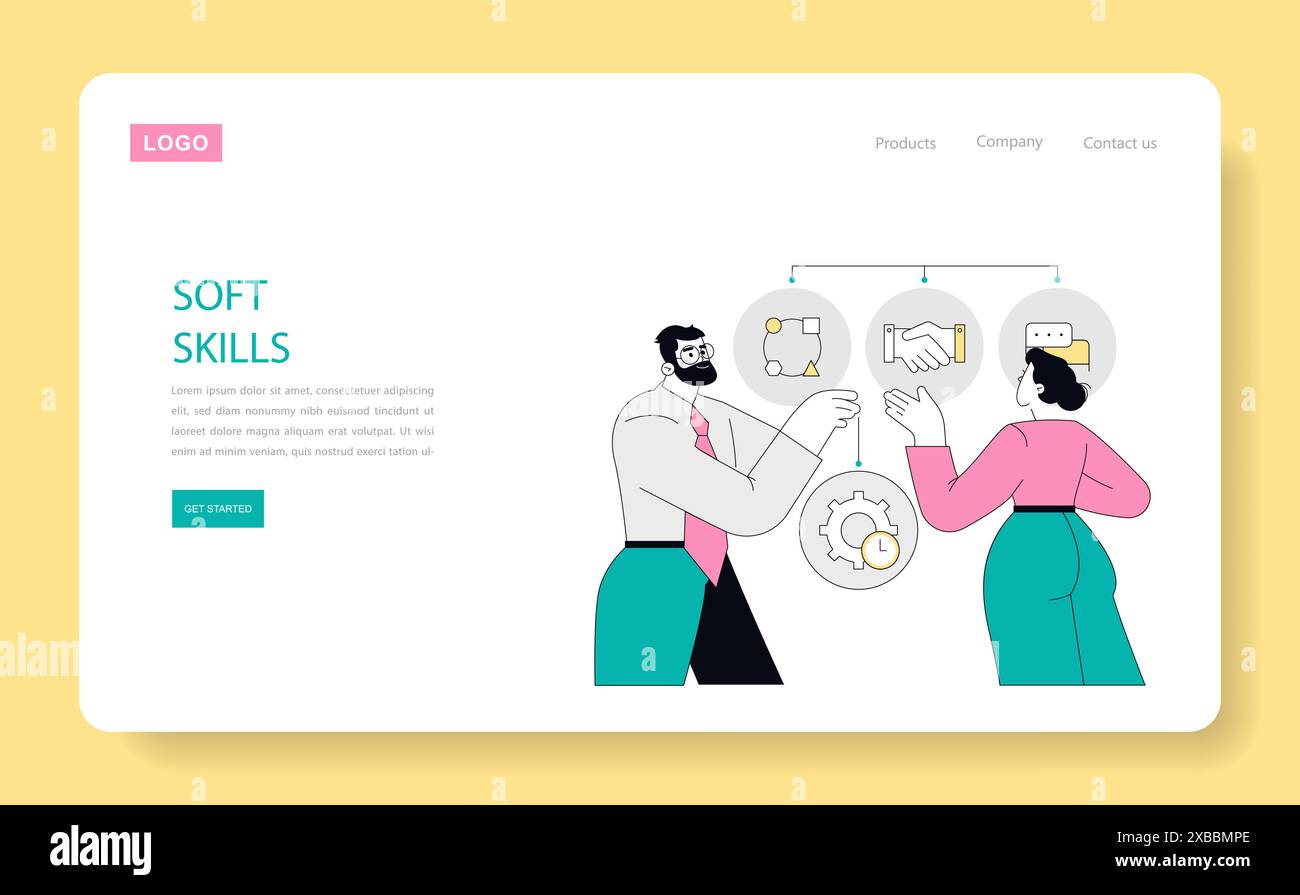 Soft Skills concept. Professionals demonstrating exemplary teamwork and communication ...