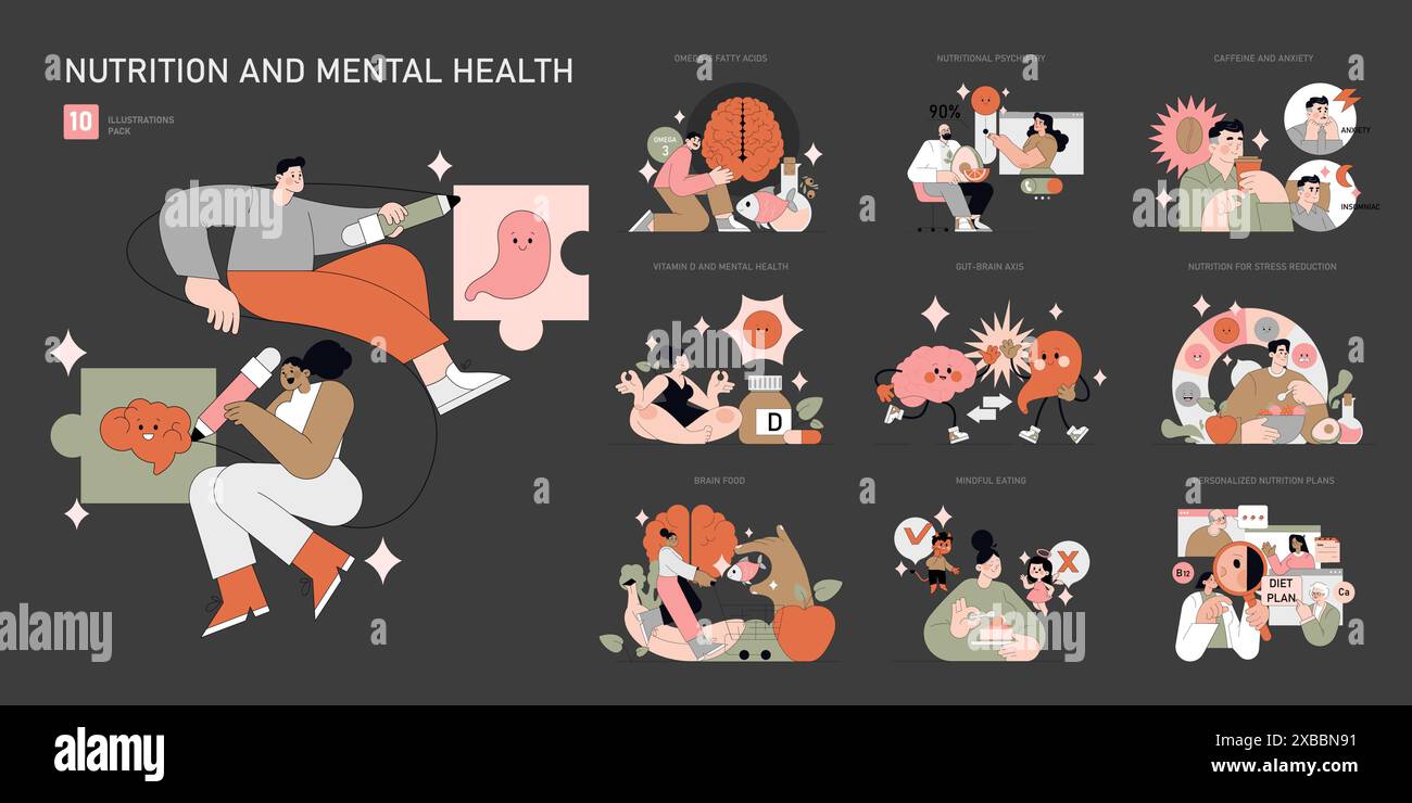 Nutrition and Mental Health set. The interplay between diet and brain ...