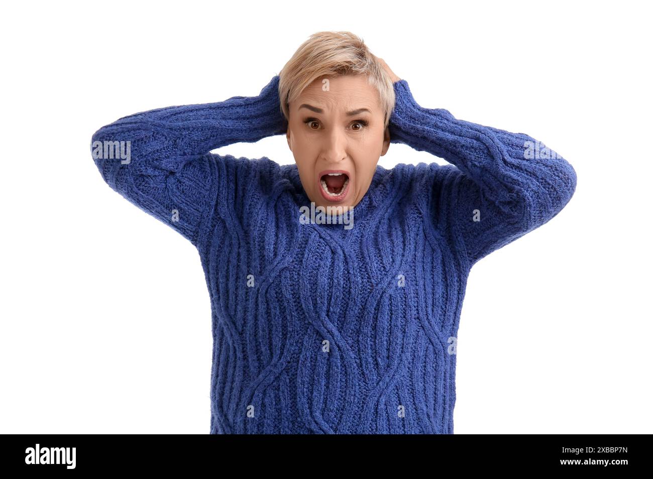 Emotional woman screaming isolated on hi-res stock photography and ...