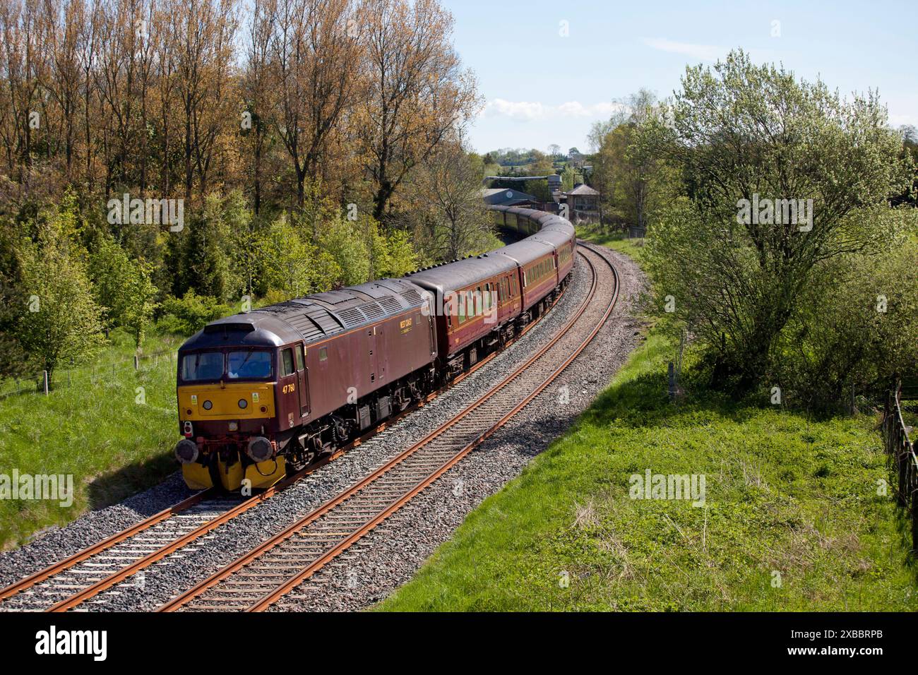 West Coast railways class 47 locomotive 47760 passing Gisburn on the ...