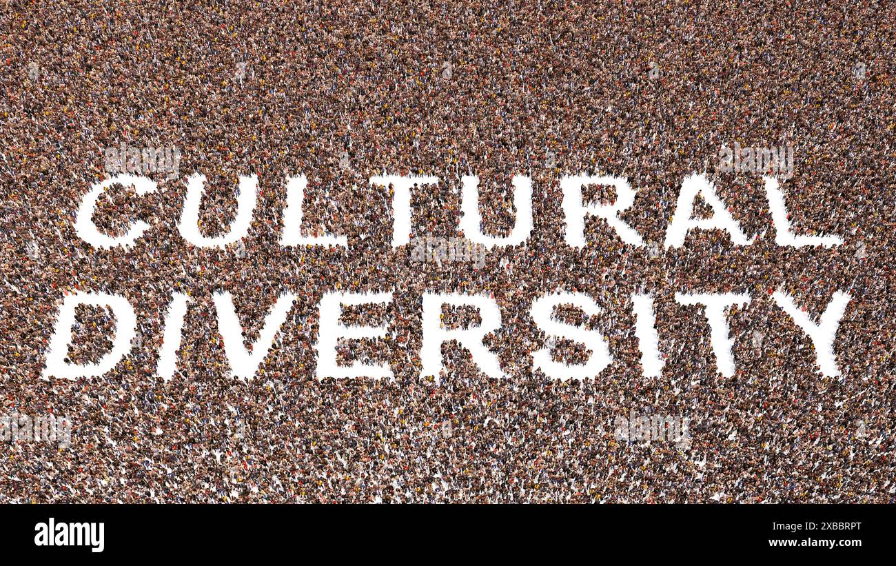 Concept conceptual large community of people forming CULTURAL DIVERSITY ...