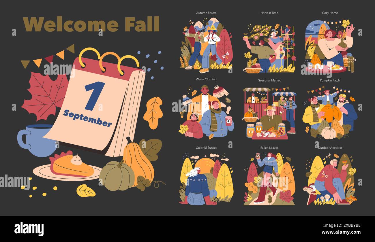 Welcome Fall set. Celebrating the cozy season with activities like ...