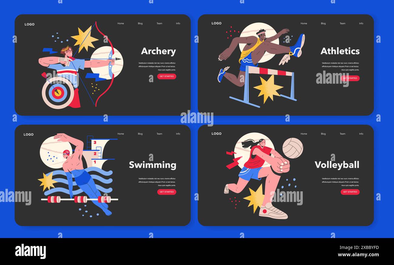 Olympic Sports set. Athletes in action across archery, athletics ...