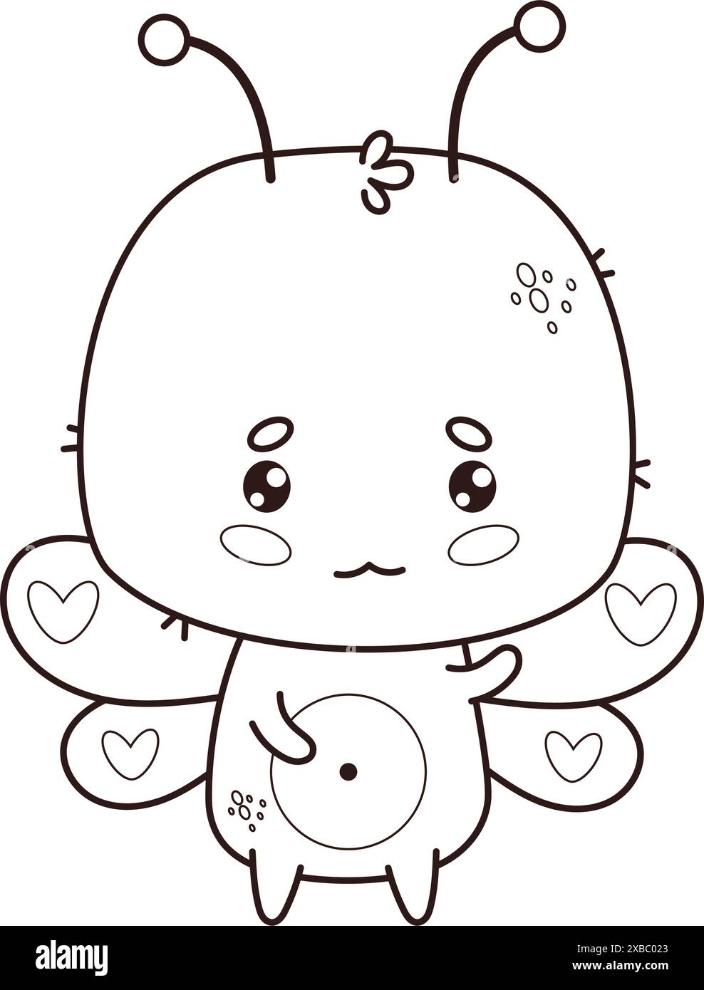 Cute cartoon butterfly. Outline kawaii insect. Line drawing, coloring ...