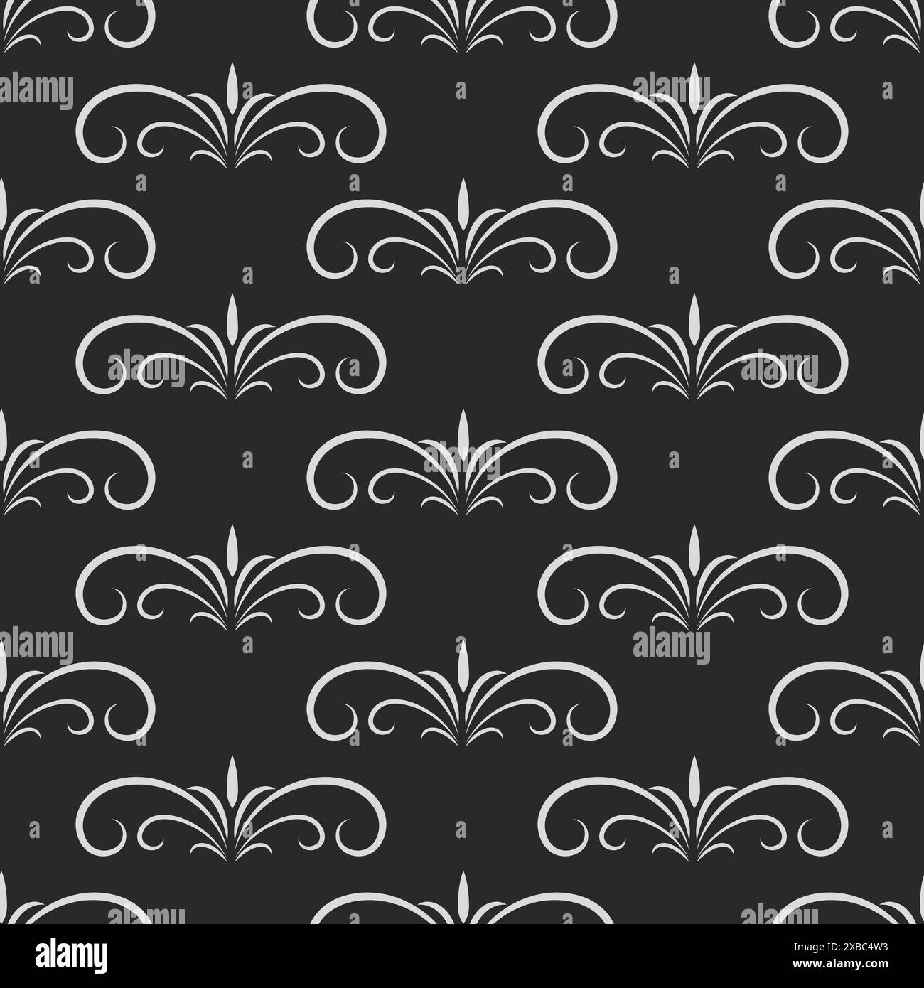 Seamless Pattern with Retro Ornamental Monochrome Decorative Scrolls ...