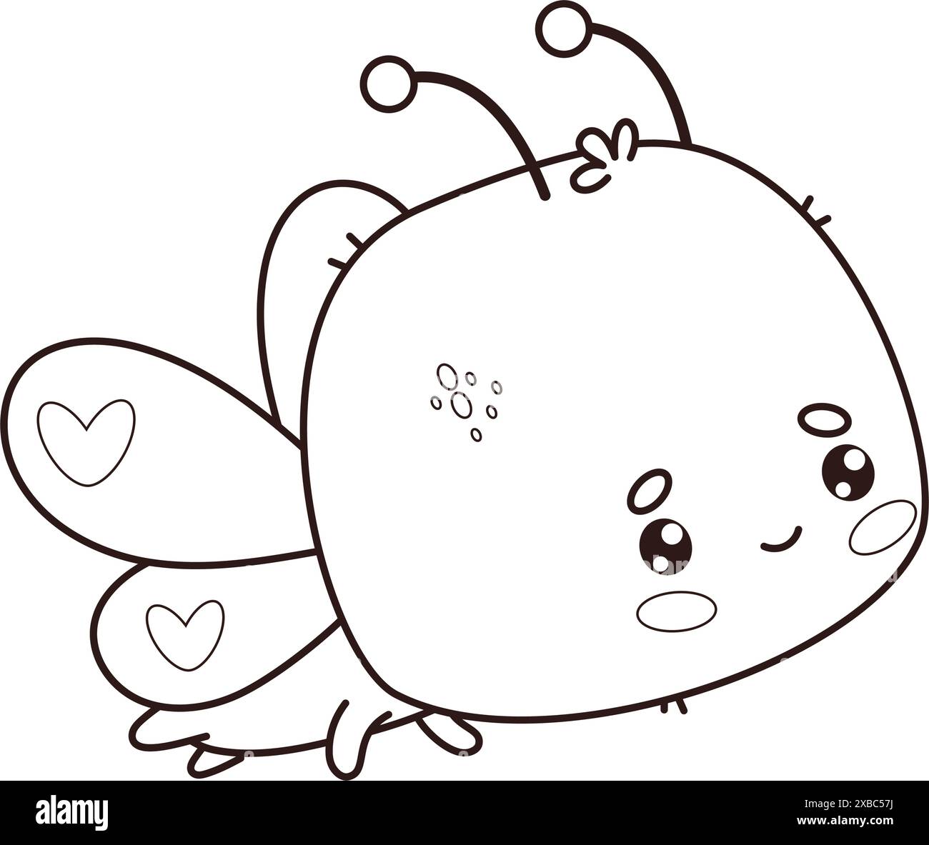 Cute flying butterfly. Outline cartoon insect kawaii character. Line ...