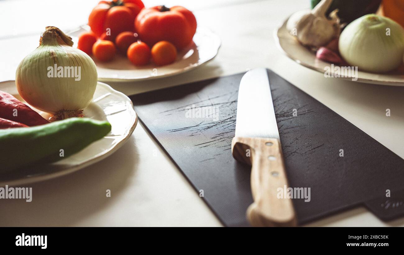 Vegetable ingredients in the kitchen Stock Photo - Alamy
