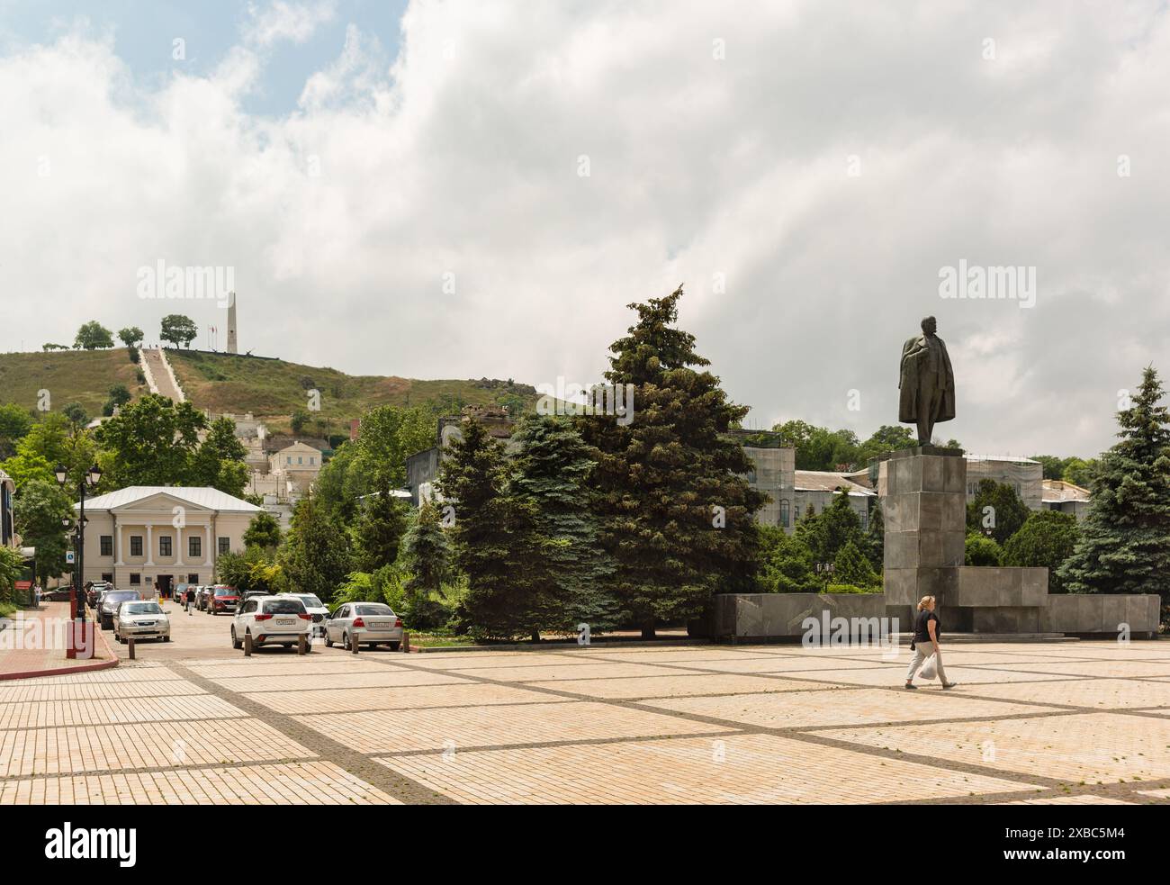 Kerch, Russia June 14, 2023: View of the Lenin monument and Mount ...