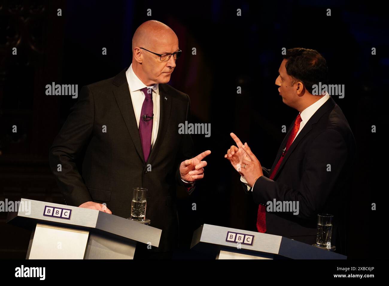 SNP leader John Swinney (left) and Scottish Labour leader Anas Sarwar ...