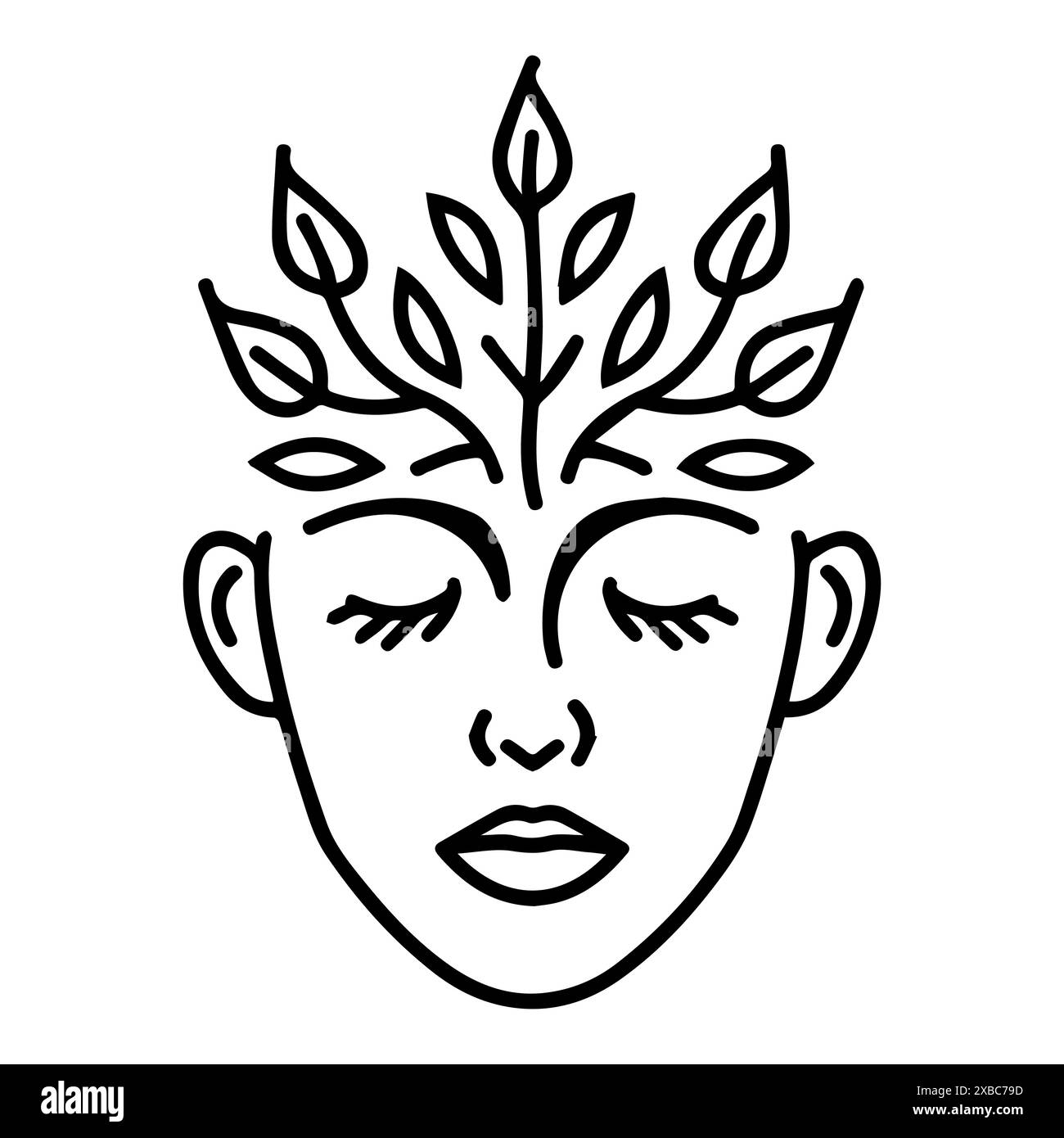 Mother Nature Face logo or modern line icon. Vector line art and icon ...