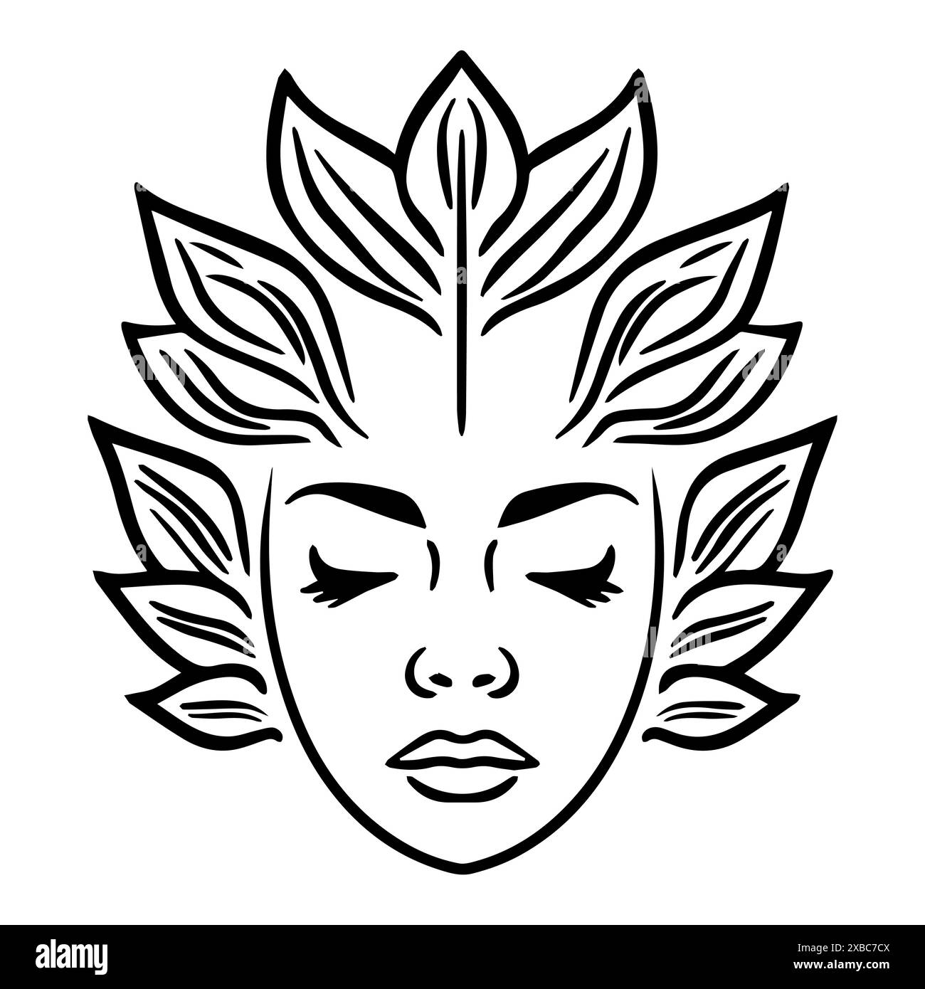 Mother Nature Face logo or modern line icon. Vector line art and icon ...