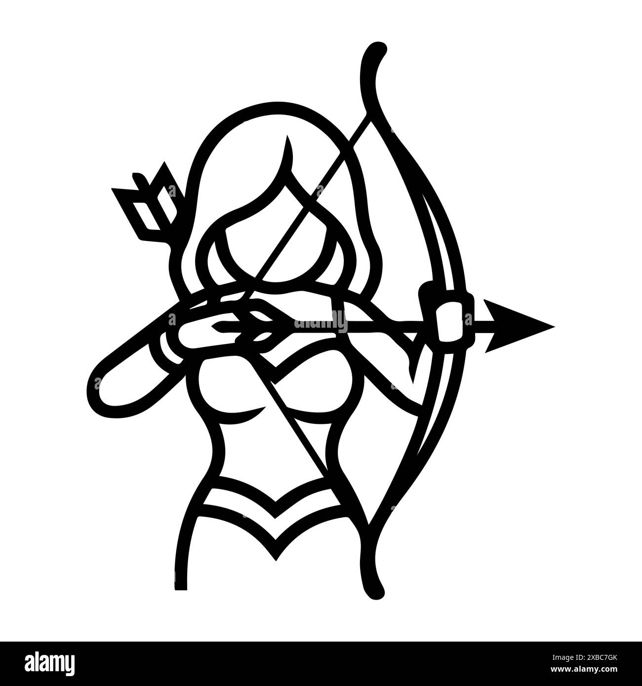 Archer Woman logo or modern line icon. Vector line art and icon design ...