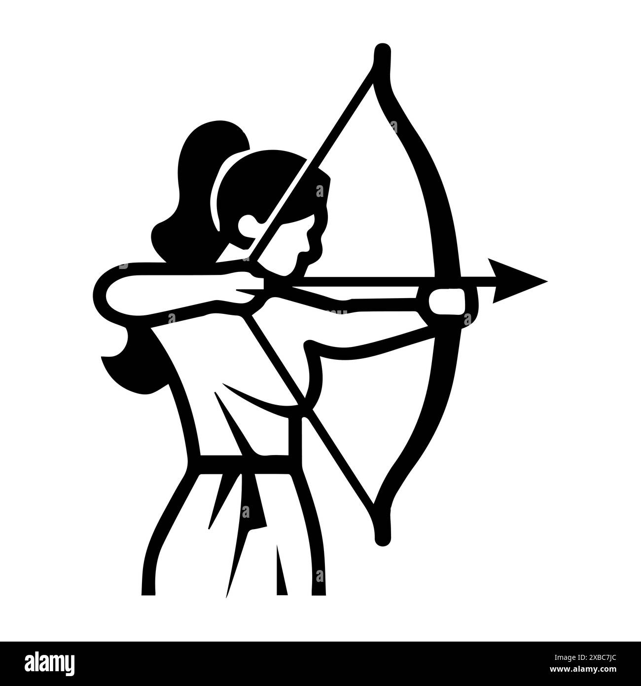 Archer Woman logo or modern line icon. Vector line art and icon design ...