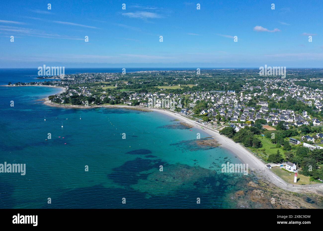 Luftbild Küste von Loctudy, Departement Finistere Penn ar Bed, Region Bretagne Breizh ...
