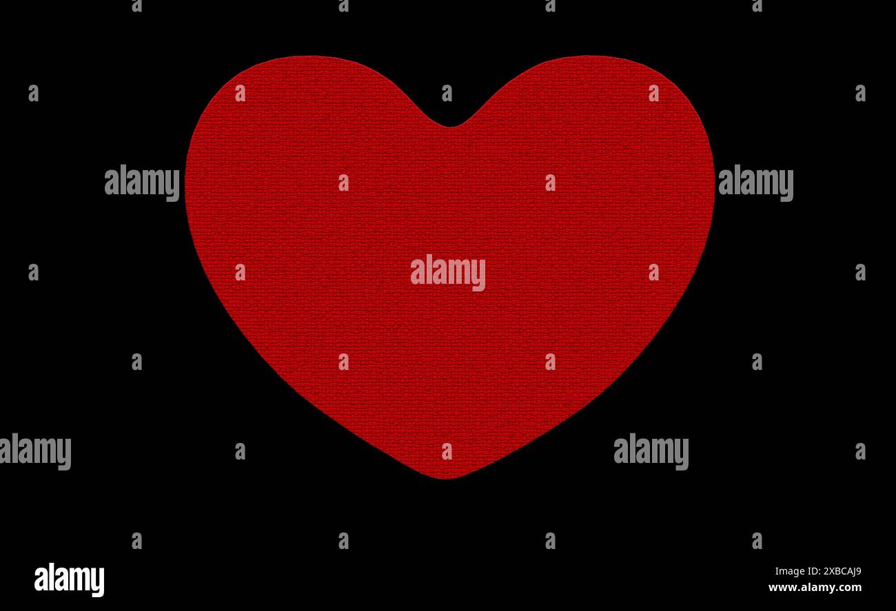 A large red heart against a black background, creating a bold and ...