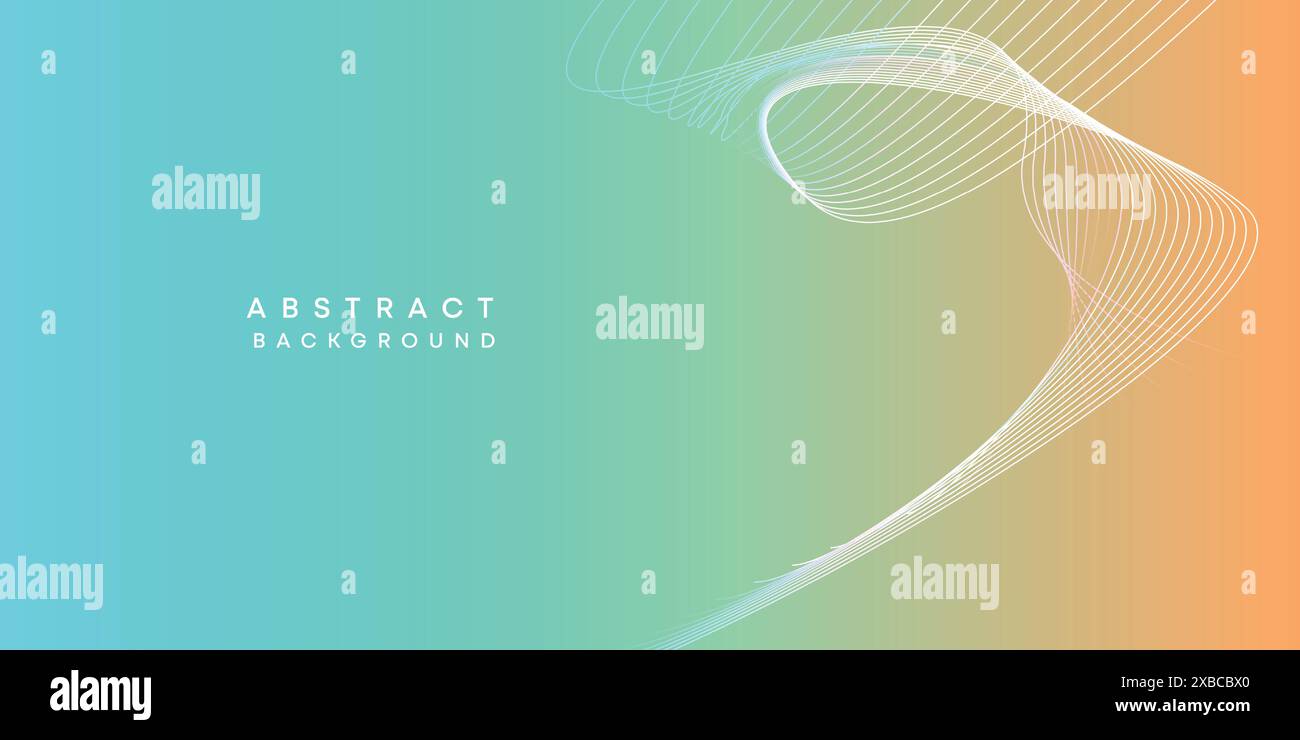Abstract orange-sky blue digital future technology geometric flowing line background. Teal ...