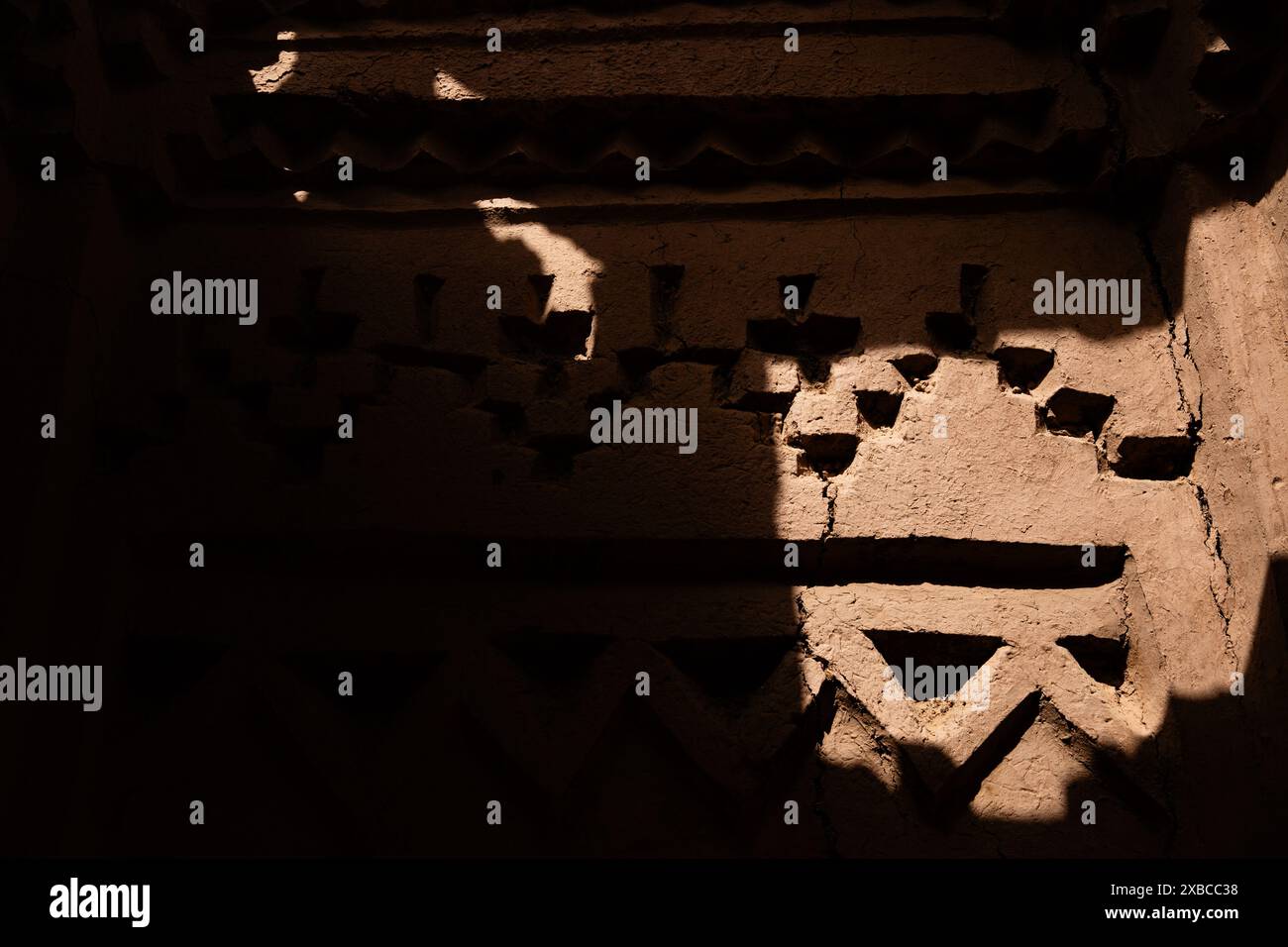 The ruins of an ancient mud brick kasbah and ksar in Tamnougalt ...