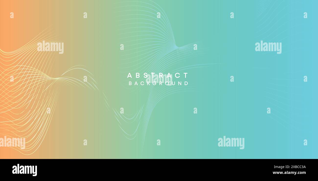 Abstract orange-sky blue digital future technology geometric flowing line background. Teal ...