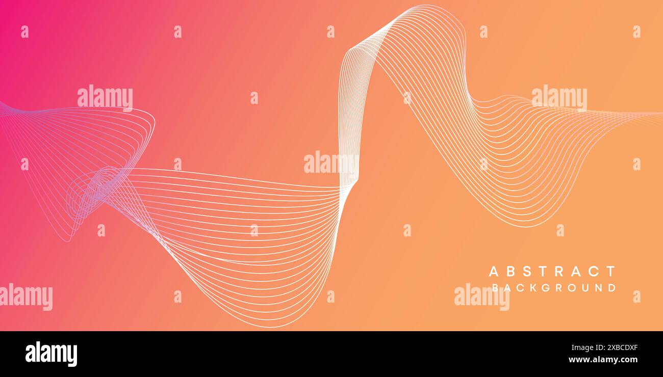 Abstract orange, pink yellow future technology geometric flowing line ...