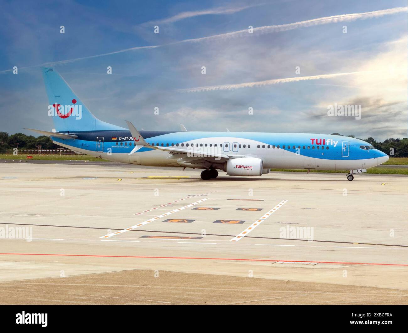 Boeing 737-800 of TUIfly taxiing on Taxi Way taxiway to runway of ...