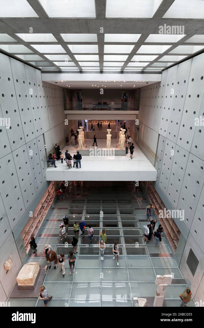 Acropolis Museum, hall with glass floor, architect Bernard Tschumi ...