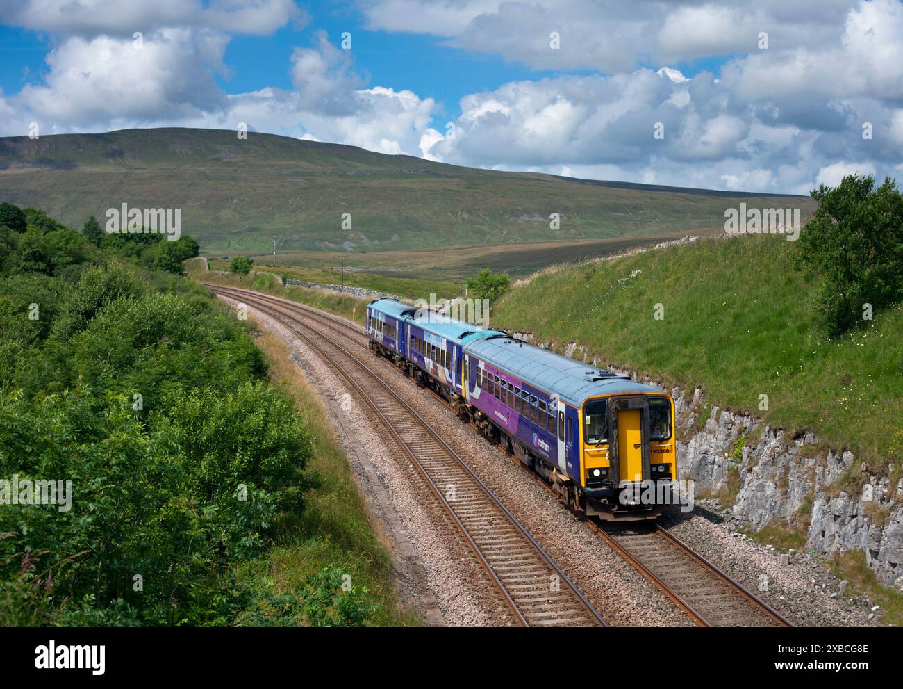 Northern rail class 153 + 158 sprinter trains at Salt Lake, Ribblehead ...