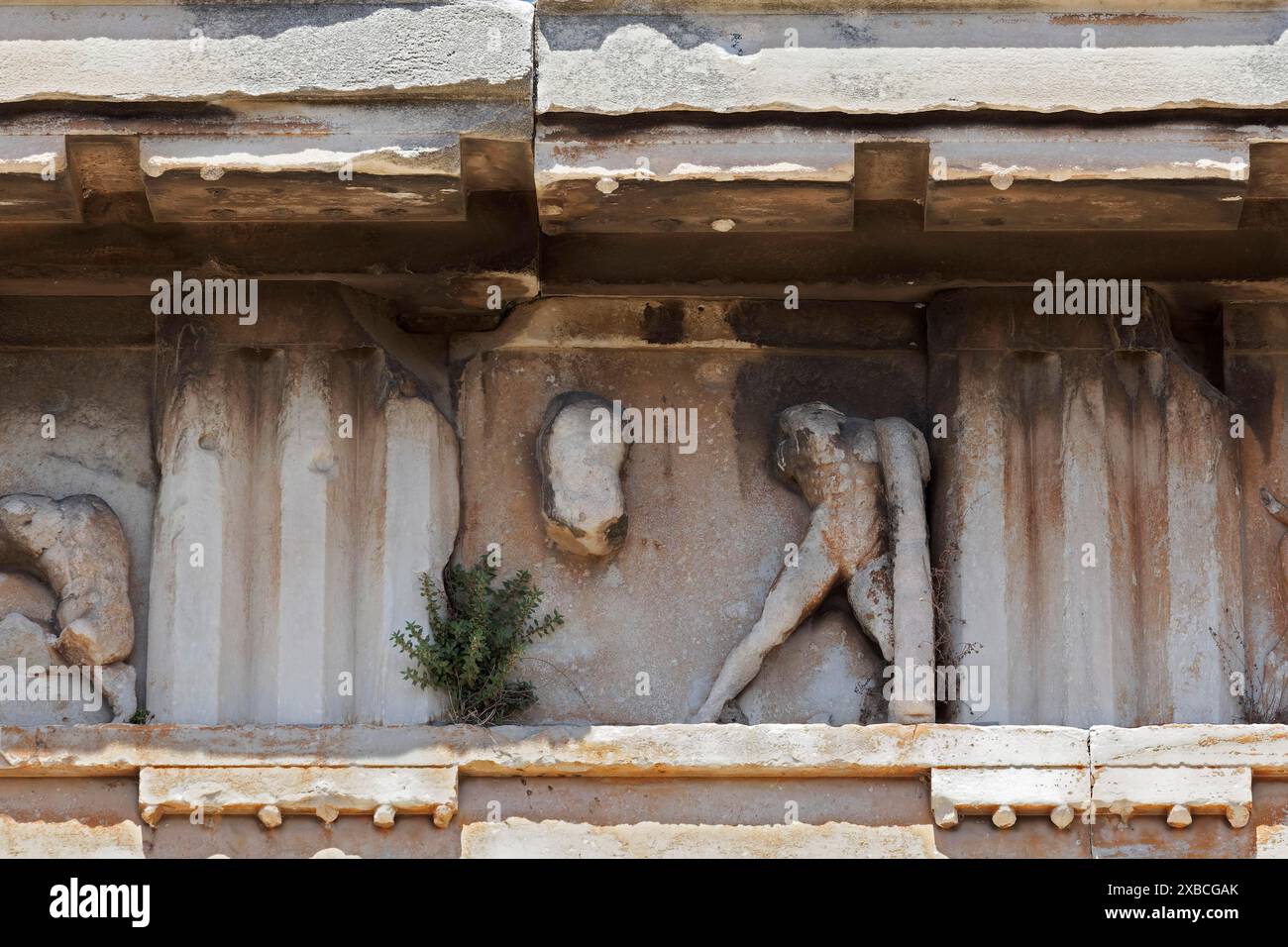 Triglyph frieze with remains of a heroic figure, detail from the Temple ...