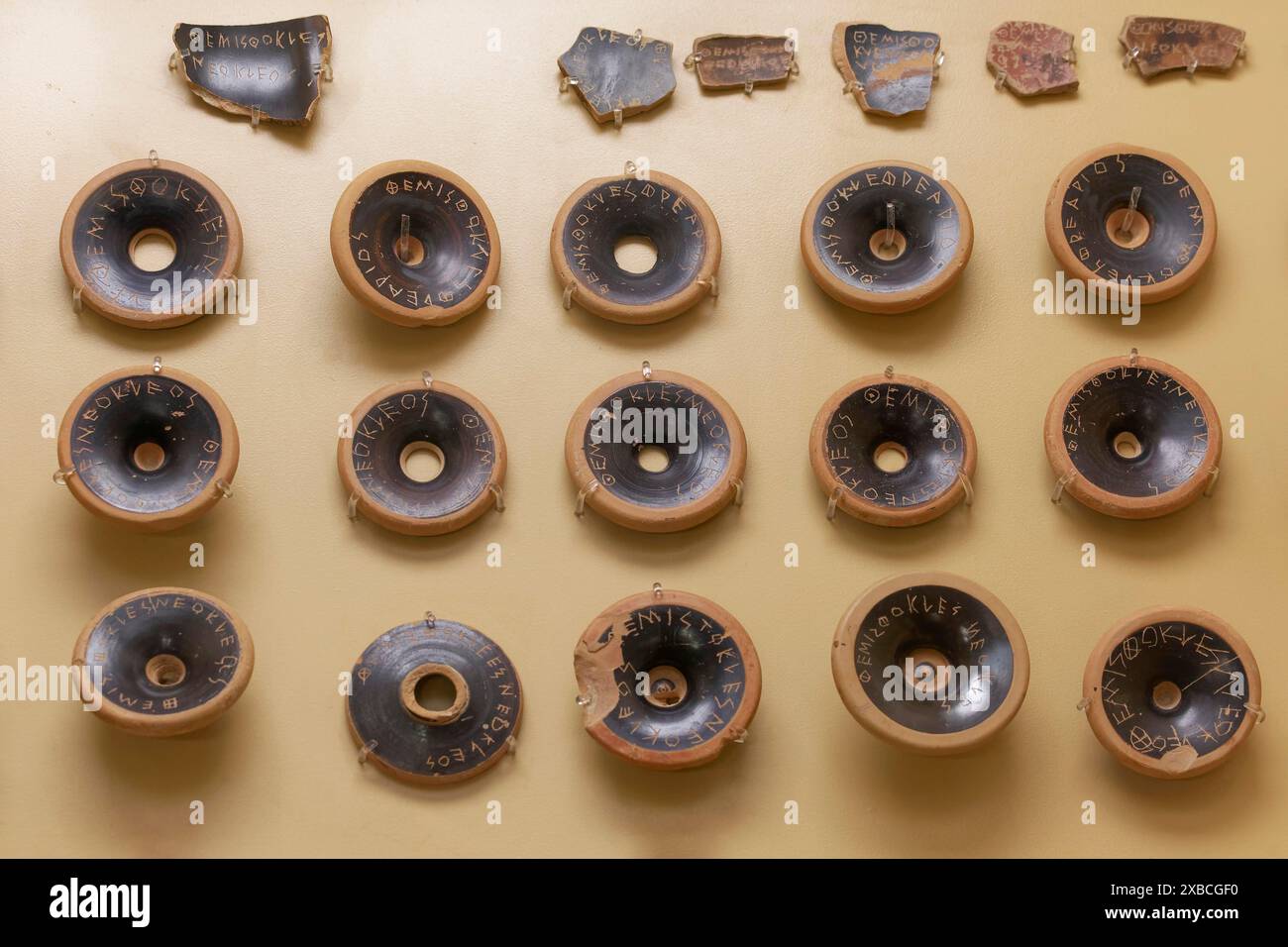 Pottery shards from the ancient court of shards, with the name ...
